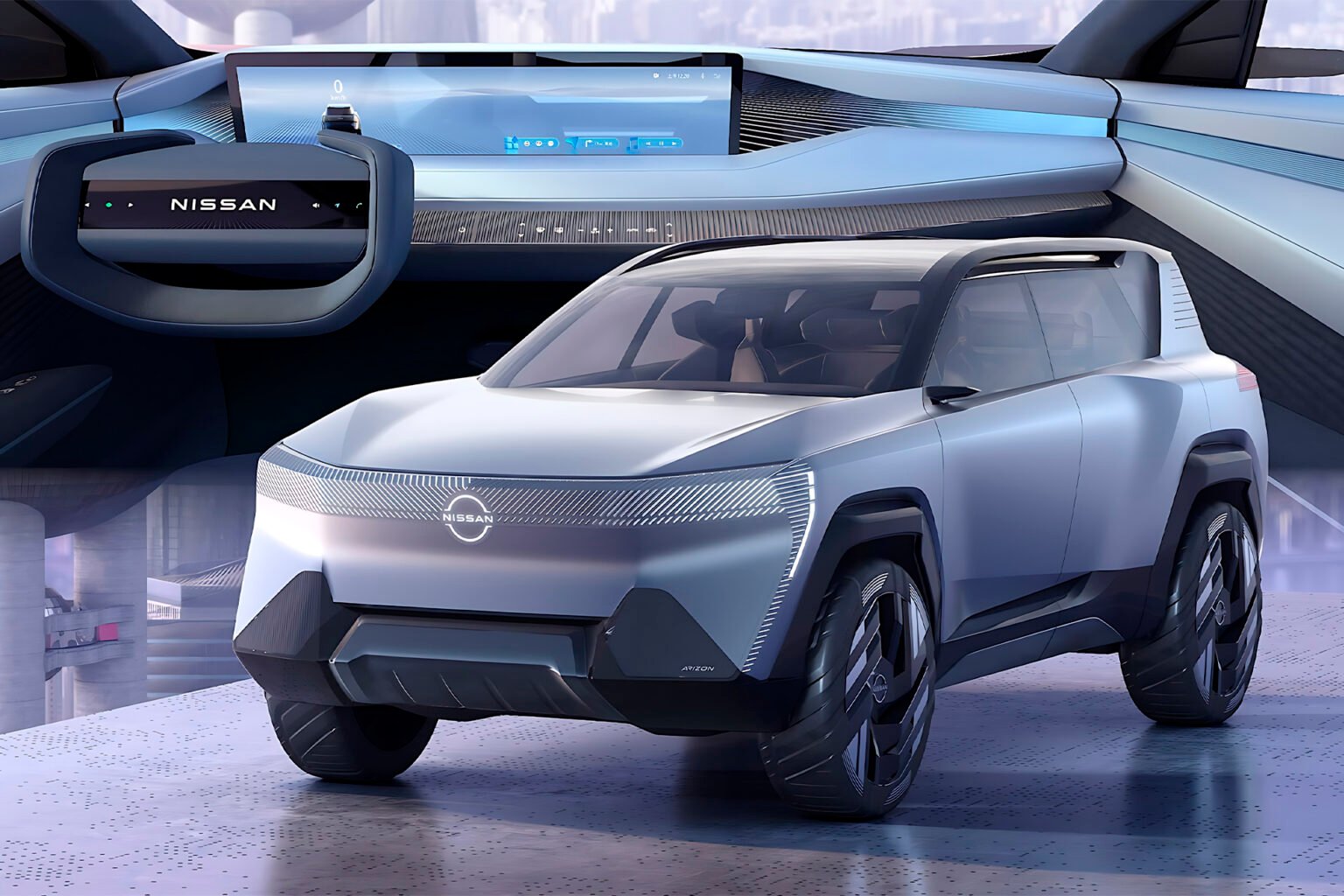 SUV elétrico futurista, Nissan Arizon Concept, é projetado para ser um ...